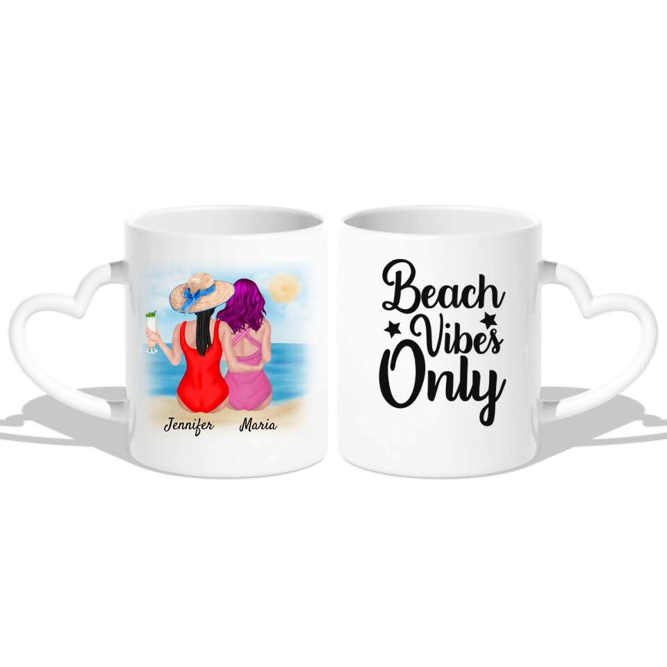 Beste Freundinnen Strand - Personalisierte Tasse – MyHappyMoments.de