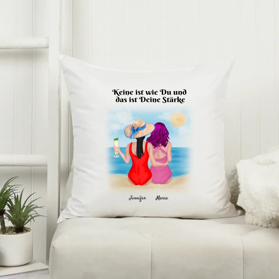 Beste Freundinnen Strand - Personalisiertes Kissen – MyHappyMoments.de