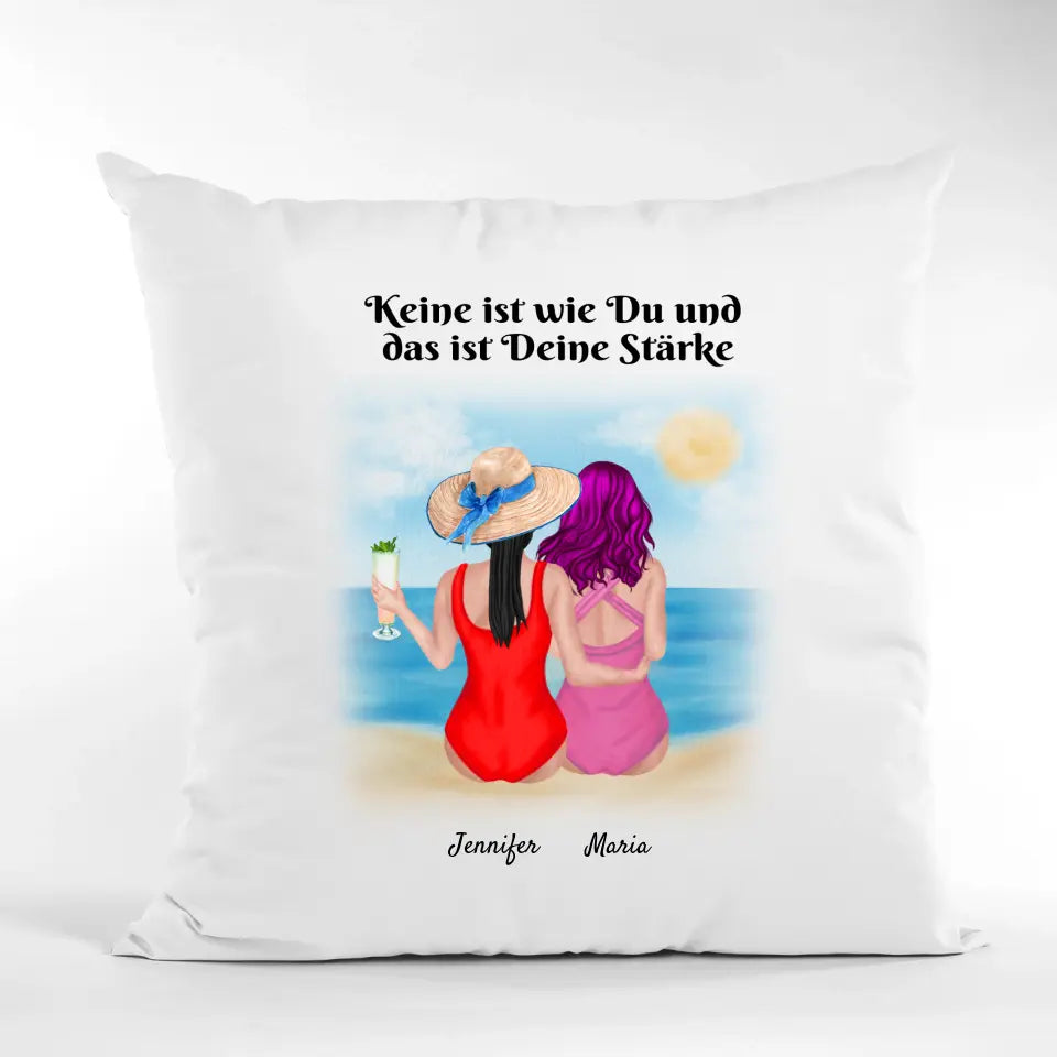 Beste Freundinnen Strand - Personalisiertes Kissen – MyHappyMoments.de